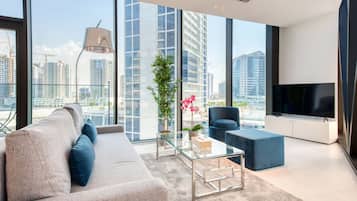 Apartamento luxo, 2 quartos, para não fumantes | Área de estar