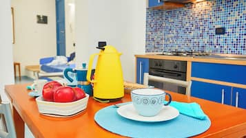 Apartamento Familiar, 1 quarto | Cozinha privada | Um frigorífico/congelador grande, uma placa de cozinha