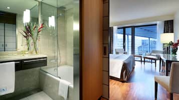 Roupa de alta qualidade, minibar, cofre com capacidade para portátil