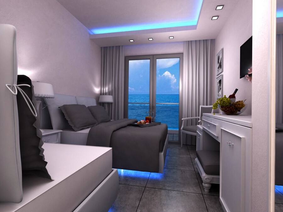 Quarto Duplo de Luxo, vista para o mar | Lençóis de algodão egípcio, roupa de alta qualidade