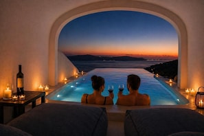 Sun Rocks Ultimate Suite with private Infinity Pool, Caldera & Sea View | Camas de colchão pillowtop, minibar, cofre no quarto, secretária 