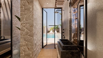 Suite de Luxo, piscina privativa | Casa de banho | Um polibã, um chuveiro de hidromassagem