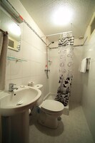 Um polibã, um chuveiro fixo, um secador de cabelo (mediante pedido) 