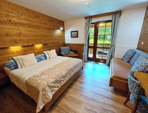 Quarto casal superior | Roupas de cama premium, camas Select Comfort, frigobar