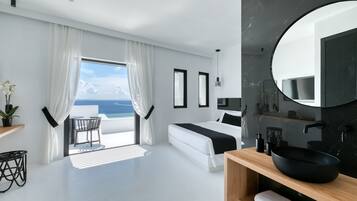 Deluxe Double Sea View room with Private Pool | Lençóis de algodão egípcio, roupa de alta qualidade