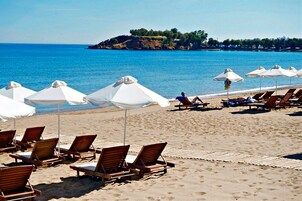 Perto da praia, toalhas de praia 