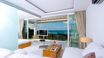 1 quarto, roupas de cama premium, camas Select Comfort, frigobar