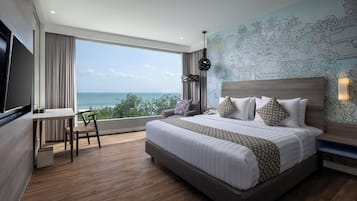 Suite, 1 cama king-size, vista para o oceano | Roupa de alta qualidade, cofre no quarto, secretária