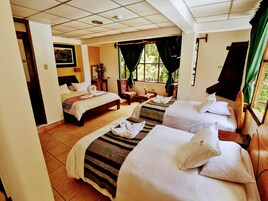 Quarto Familiar, vista para o rio | Roupa hipoalergénica, edredões de penas, camas de colchão pillowtop 