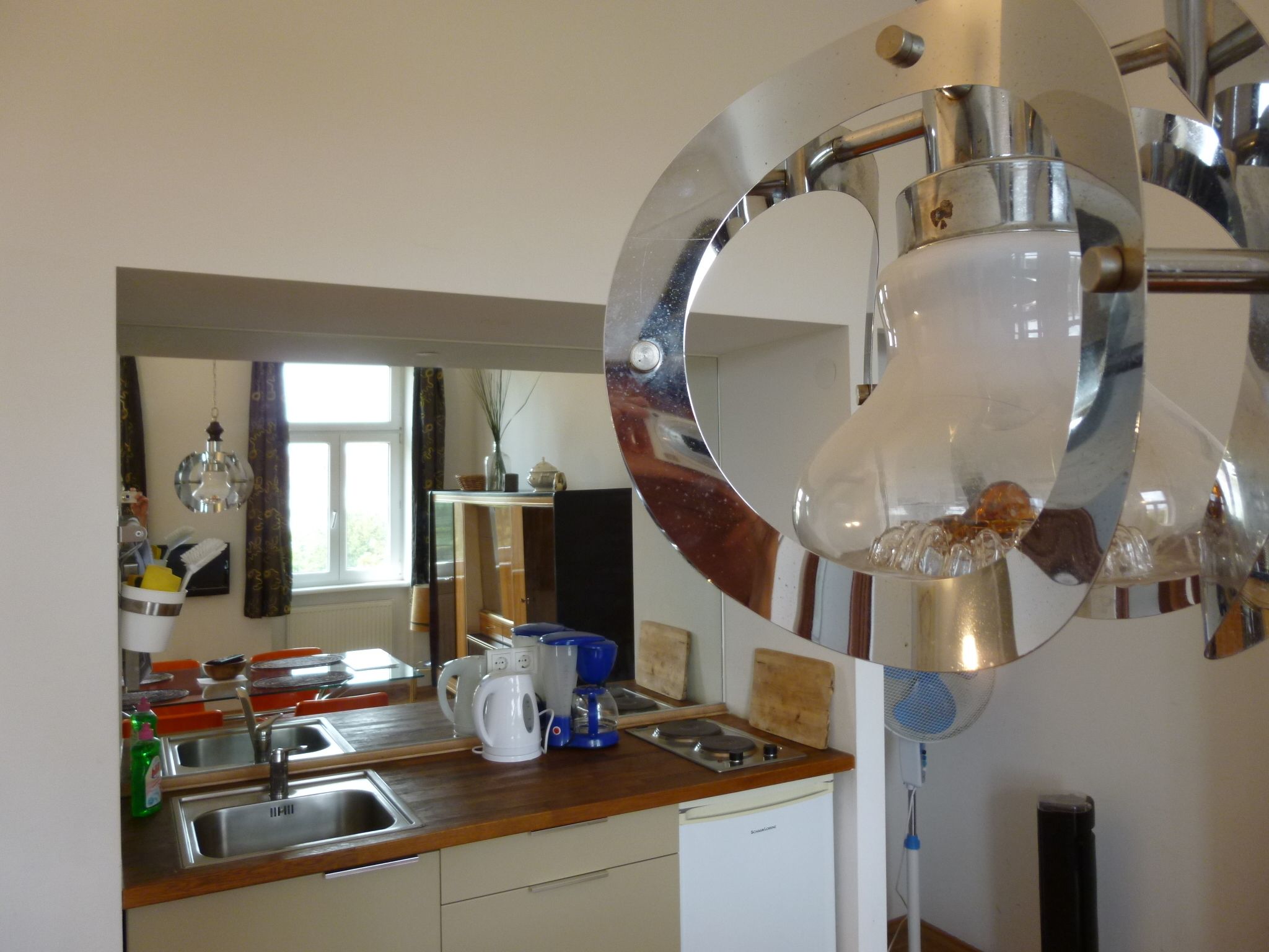 Apartamento, 2 quartos, vista para o parque | Kitchenette privada | Um frigorífico, um micro-ondas (a pedido), uma placa de cozinha 