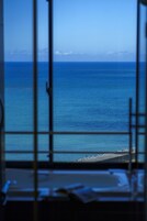 Uma combinação polibã/banheira, uma banheira de imersão total 