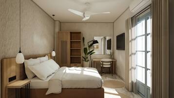 Quarto Duplo ou Twin Superior | Camas de colchão viscoelástico, cofre no quarto, secretária