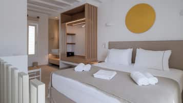 Duplex luxo, 2 banheiros, vista para o mar | Roupas de cama premium, camas com colchões pillow-top