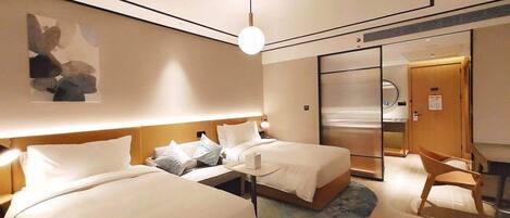 Quarto, 2 camas de solteiro | Roupas de cama premium, edredons de pluma