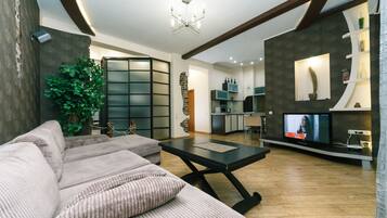 One bedroom. Luxury. 25.Antonovycha str. Centre - 2155 | Roupas de cama premium, edredons de pluma, ferros/tábuas de passar roupa