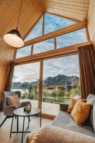 Cabana de Madeira Panorâmica, 2 quartos, vista para a montanha | Minibar, roupa de cama fornecida 