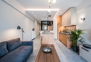 Apartamento Superior | Sala de estar | TV de ecrã plano, Netflix, serviços de streaming 