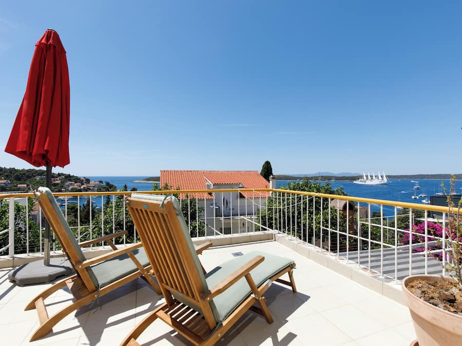 Quarto Duplo, terraço, vista para o mar | Terraço/pátio interior
