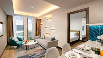 Suíte, 2 quartos | 1 quarto, frigobar, cofres nos quartos, escrivaninha