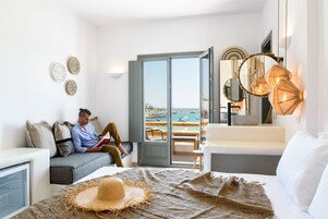 Quarto casal luxo, vista para o mar | Roupas de cama de algodão egípcio, roupas de cama premium