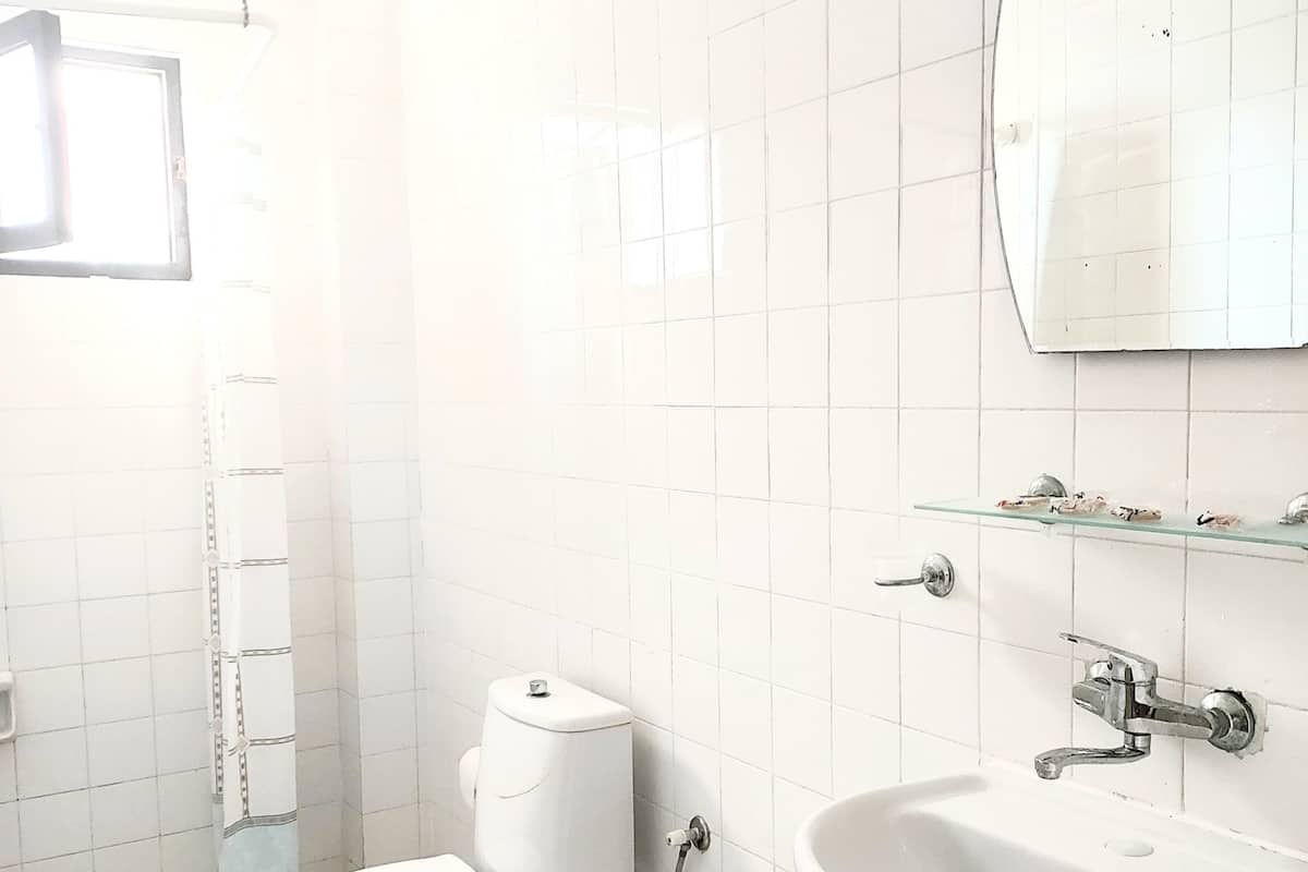 Quarto Standard | Casa de banho | Um polibã, artigos de higiene pessoal grátis, um secador de cabelo