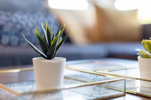 Apartamento clássico | Área de estar | Smart TV 28 polegadas com canais a cabo, TV, Netflix