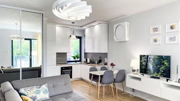 Apartamento Clássico | Sala de estar | TV de ecrã plano