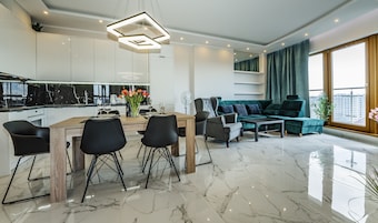 Apartamento panorâmico, 2 quartos, vista para o mar (1) | Roupas de cama premium, individualmente decorados