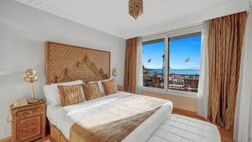 Quarto superior, 3 camas de solteiro, vista para o mar (Alexandria Villa) | Roupas de cama de algodão egípcio, roupas de cama antialérgicas