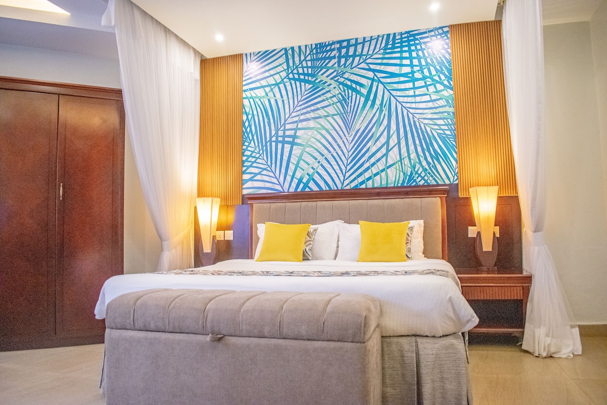 1 quarto, roupa de alta qualidade, camas de colchão pillowtop