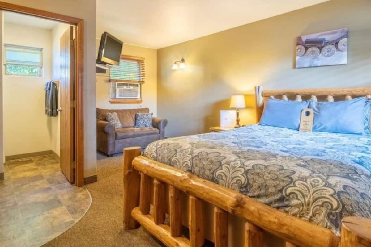 Quarto, 1 cama queen-size e sofá-cama, não fumadores, frigorífico e micro-ondas | Cortinas/cortinados opacos, ferro/tábua de engomar, camas desdobráveis 