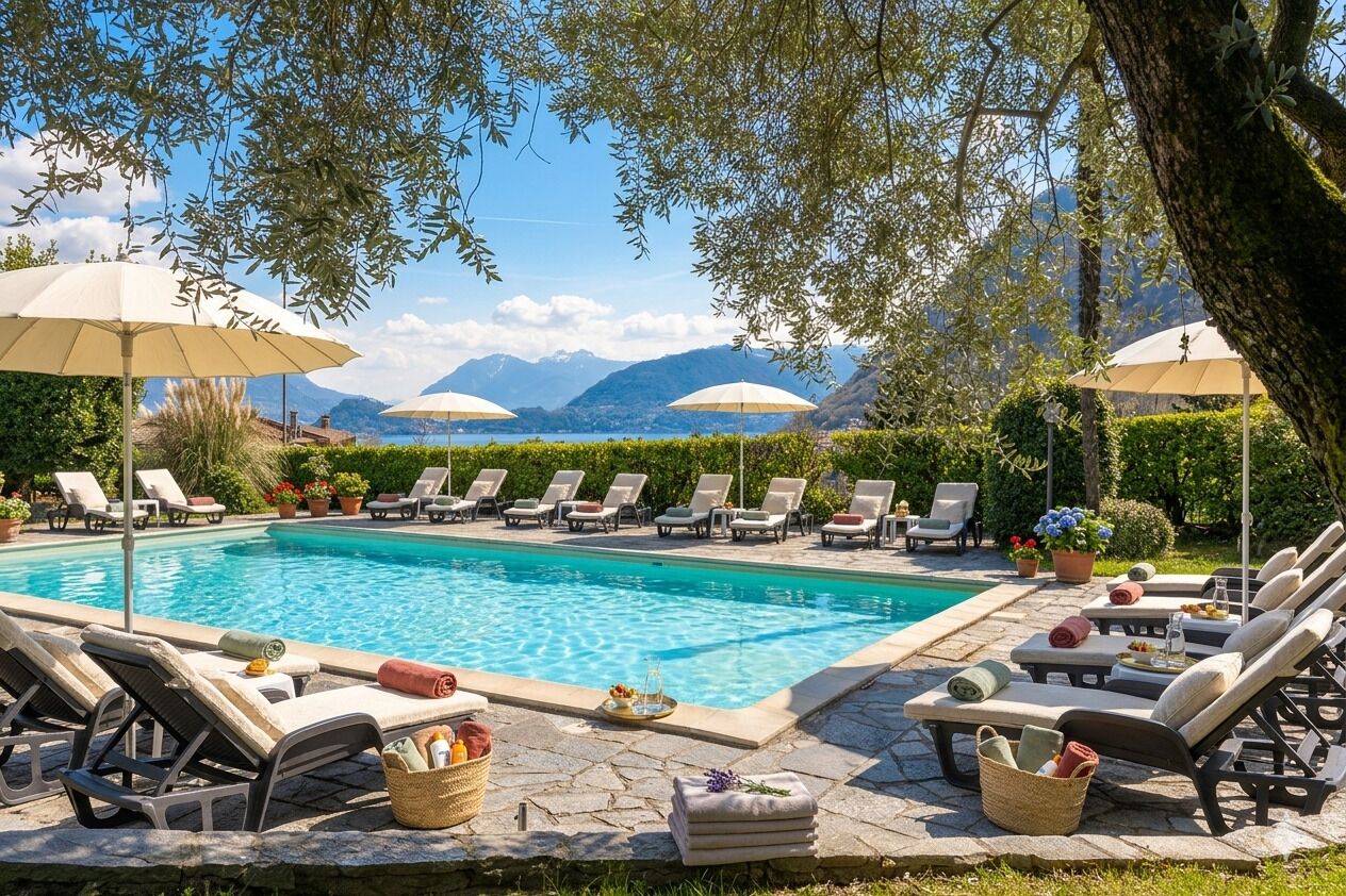 Piscina externa, espreguiçadeiras