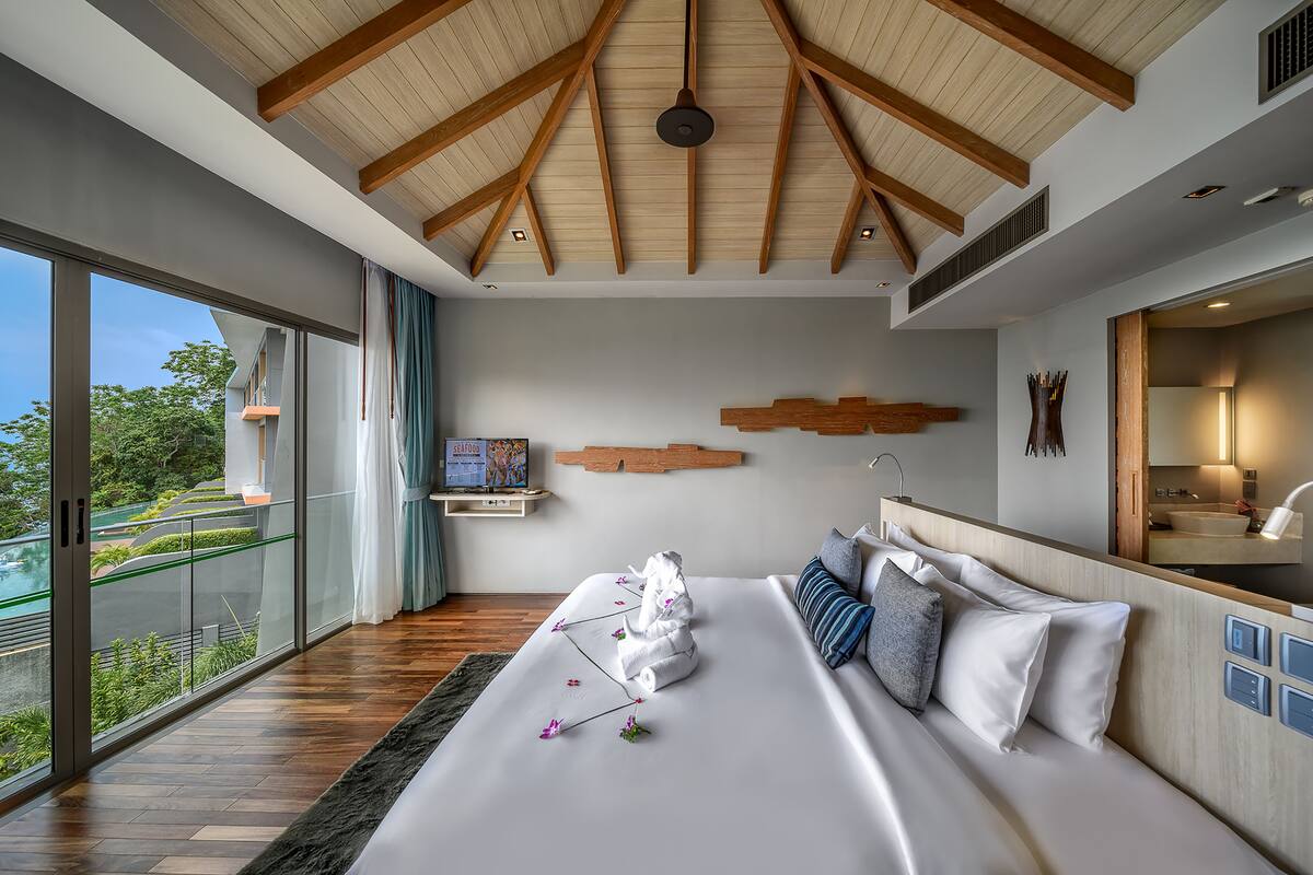 Dúplex, piscina privativa, vista para o oceano (Villa) | Roupa de alta qualidade, minibar, cofre no quarto, secretária 