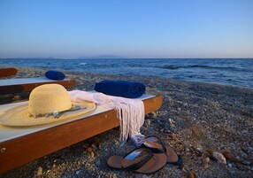 Perto da praia, toalhas de praia 