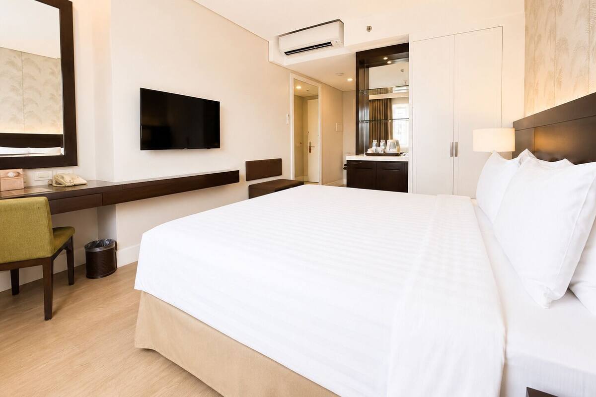 Quarto superior, 1 cama King | Roupas de cama premium