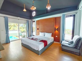 2 bedroom Suite with Pool Villa | Roupas de cama premium, escrivaninha, espaço de trabalho para notebook