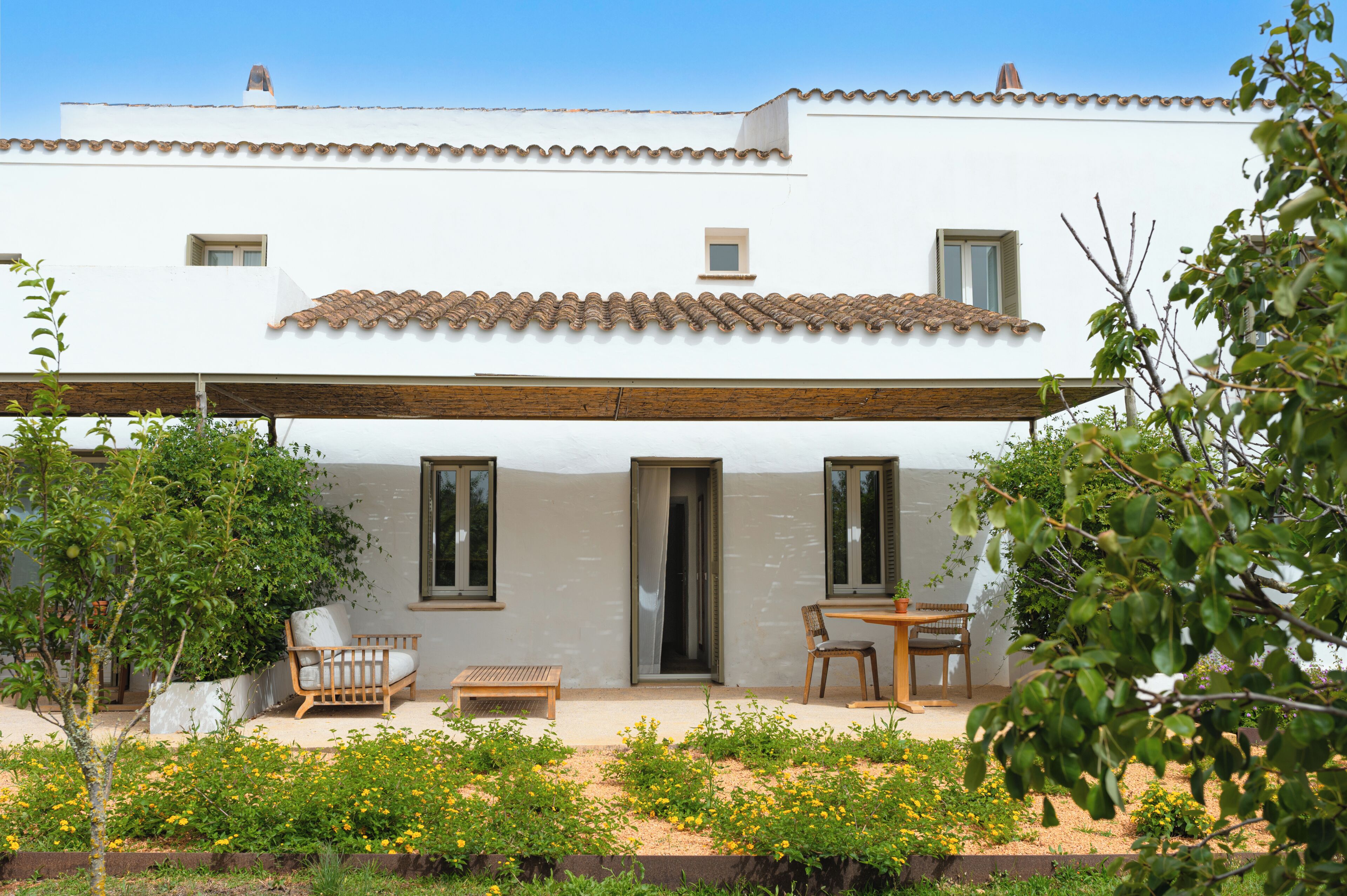 Quarto Duplo, terraço, vista para o jardim | Lençóis de algodão egípcio, roupa de alta qualidade 