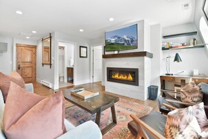 TV 55 polegadas com canais a cabo, lareira, Netflix