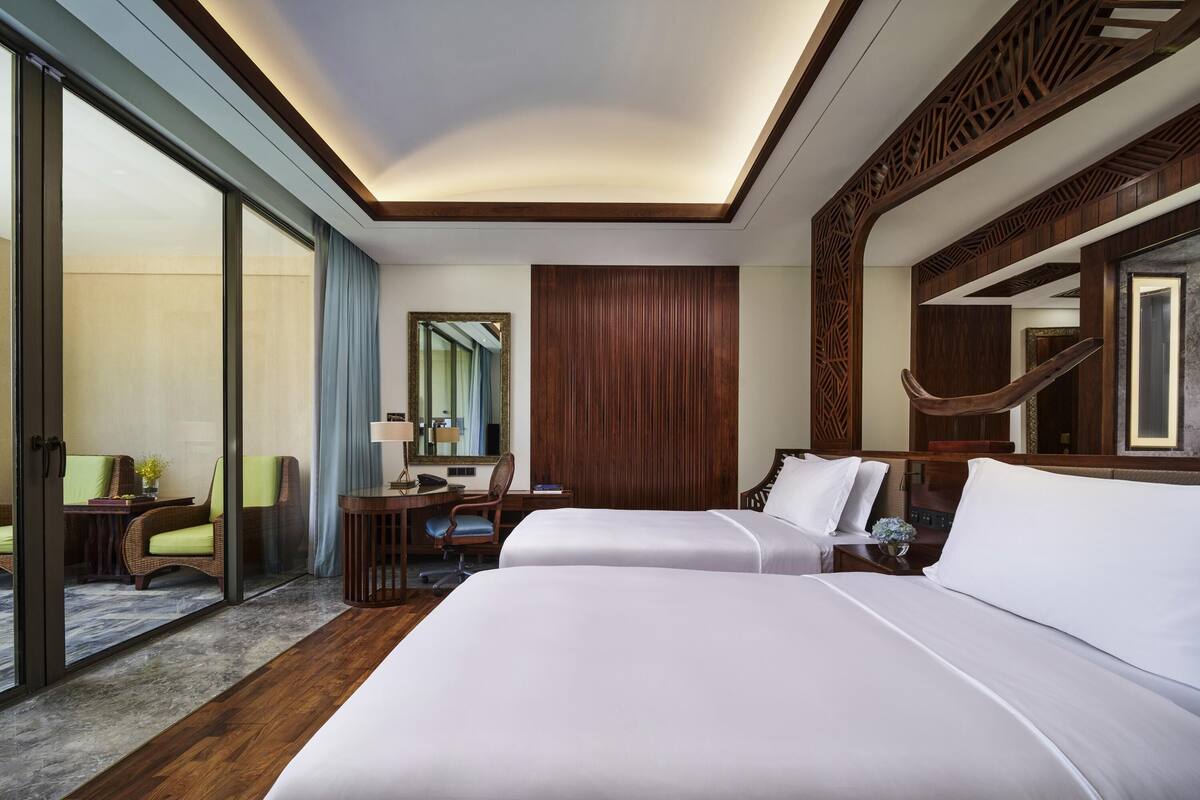 Fairmont Gold, Quarto, 2 camas de solteiro, acesso ao Club Lounge, vista para o oceano | 1 quarto, roupas de cama premium, frigobar, escrivaninha