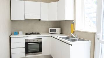 Villa, 2 quartos | Cozinha privada | Um frigorífico, um micro-ondas, um forno, uma placa de cozinha