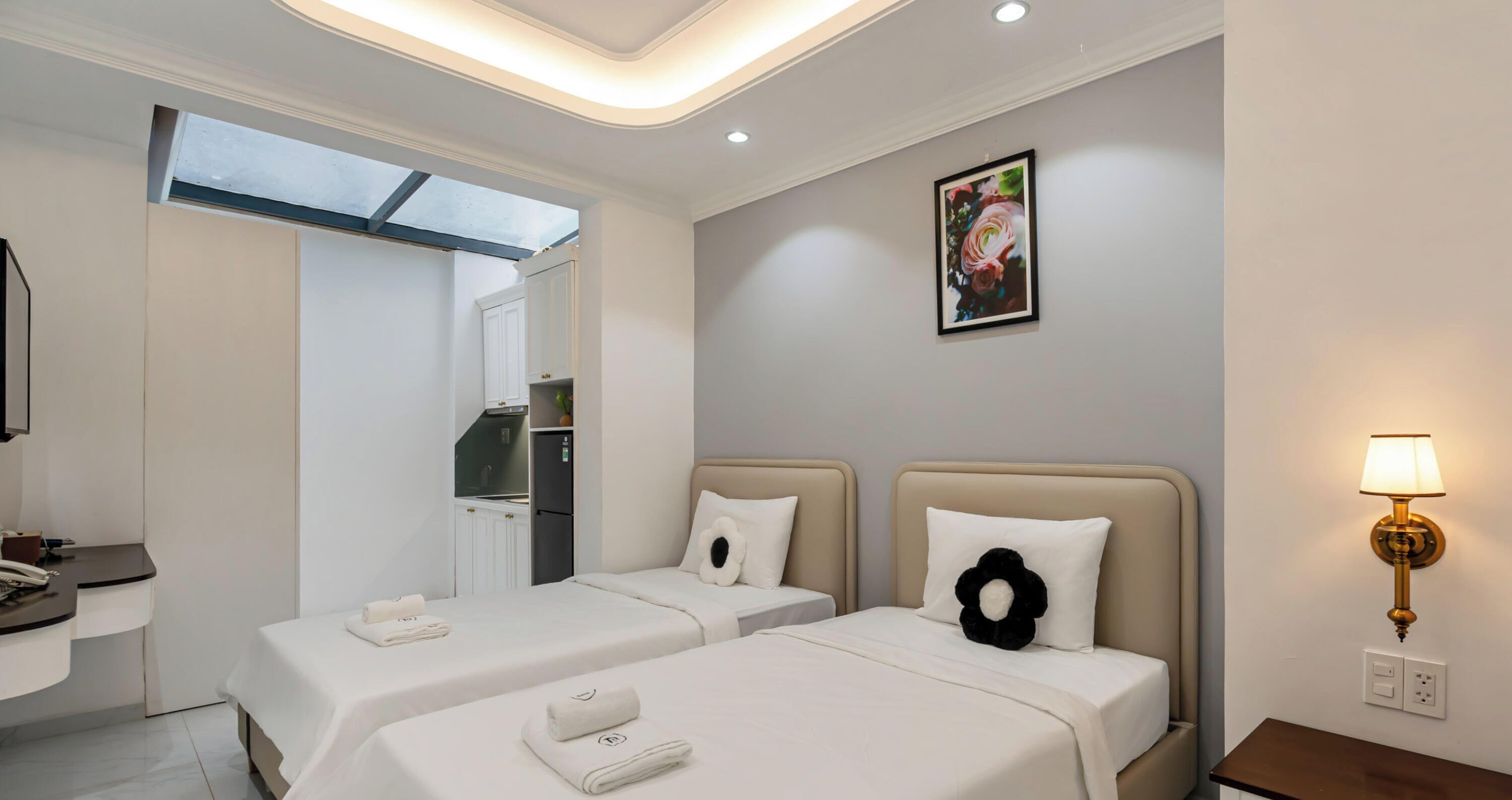 Quarto duplo superior, no piso térreo | Roupas de cama premium, escrivaninha, cortinas blackout
