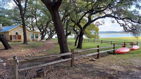 Cozy, private waterfront stone cabin on the north shore of Lake Travis ...