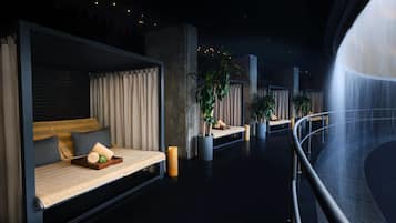 Sala(s) para tratamentos a casais, sauna, banho turco, hidroterapia