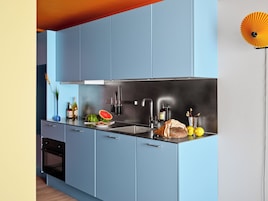 Apartamento | Cozinha privada | Um frigorífico, um micro-ondas, um forno, uma placa de cozinha