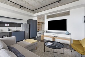 Apartamento (1 Bedroom) | Sala de estar | TV de ecrã plano, Netflix, serviços de streaming 