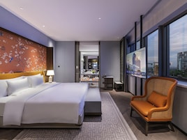 Minibar, cofre no quarto, Wi-fi grátis, roupa de cama fornecida