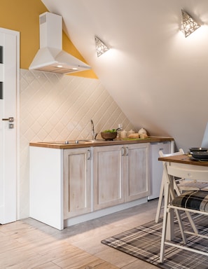 Apartamento superior | Cozinha americana privada | Geladeira