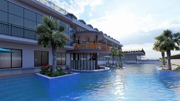 Piscina interior, piscina exterior sazonal