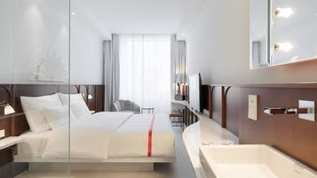 Roupas de cama premium, cofres nos quartos, individualmente decorados