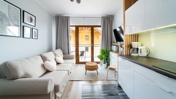 Apartamento (2 E) | Kitchenette privada | Um frigorífico, uma placa de cozinha, uma chaleira elétrica 